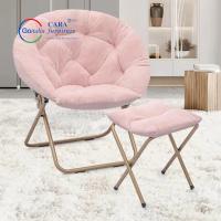 China 70011 Simple Style Round Shape Pink Metal Leg Space Saving Foldable Moon Chair Folding for sale