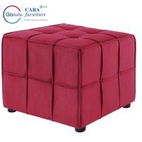 China BB2019 Minimalist Modern Style Foot Rest Stool Black Foot Pads Square Fabric Bench Ottoman for sale