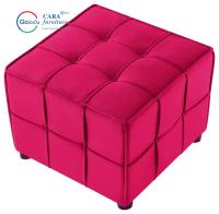 China BB2019 Minimalist Modern Style Foot Rest Stool Black Foot Pads Square Fabric Bench Ottoman for sale
