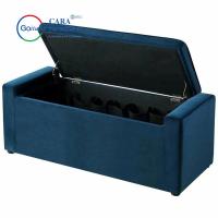 China BB2017 Newly Arrived Home Bedroom Blue Fabric Tufted Bench Modern Bed Ottoman Storage Bench for sale