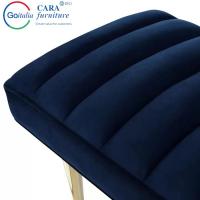 China BB2012 Factory Price Gold Metal Leg Grey Fabric Stools And Benches End Of Bed Bench For The Bedroom for sale