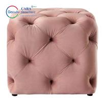 China BB2011 Manufacturer Bedroom Furniture Bed Bench Pink Large Square Sofa Stool Ottoman for sale