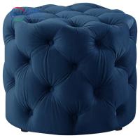 China BB2010 Most Popular Home Furniture Soft Blue Round Fabric Bed End Stool Ottoman Bench Bedroom for sale
