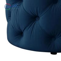China BB2010 Most Popular Home Furniture Soft Blue Round Fabric Bed End Stool Ottoman Bench Bedroom for sale