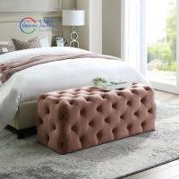 China BB2009 Minimalist Bedroom Furniture Nordic Foot Rest Pink Fabric Stool Long Square Bed End Stool Bench for sale