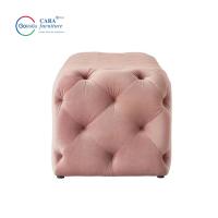 China BB2009 Minimalist Bedroom Furniture Nordic Foot Rest Pink Fabric Stool Long Square Bed End Stool Bench for sale