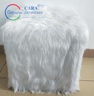 China BB2006 Hot Sale Bedside Furniture Hairy Black White Square Sitting Ottoman Stool for sale