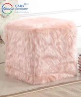China BB2006 Hot Sale Bedside Furniture Hairy Black White Square Sitting Ottoman Stool for sale
