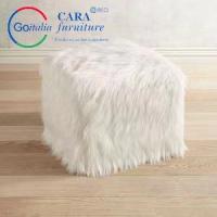 China BB2006 Hot Sale Bedside Furniture Hairy Black White Square Sitting Ottoman Stool for sale