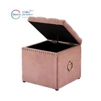 China BB2005 Ready To Ship Home Bedroom Fabric Stool Storage Pink Sofa Stool Square Ottomans for sale