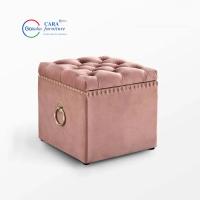 China BB2005 Ready To Ship Home Bedroom Fabric Stool Storage Pink Sofa Stool Square Ottomans for sale