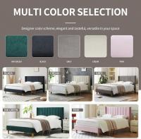 China Minimalist Fabric King Sized Bed With Solid Wood Frame And 40004 Model At In White for sale
