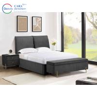 China Bedroom Furniture 12311 Home Hotel Sets Green Fabric Bed King Metal Platform Bed Frame for sale