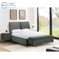 China Bedroom Furniture 12311 Home Hotel Sets Green Fabric Bed King Metal Platform Bed Frame for sale
