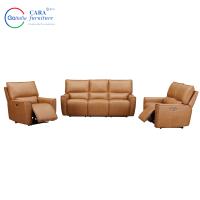 China Modern Caramel Colored Sofa Set Italian Luxury 3 Piece Leather Furniture For Living Room for sale