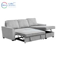 China Customer's Request Morden Design Style 3 Seats Blue French Sofa Bed With Storage Function for sale