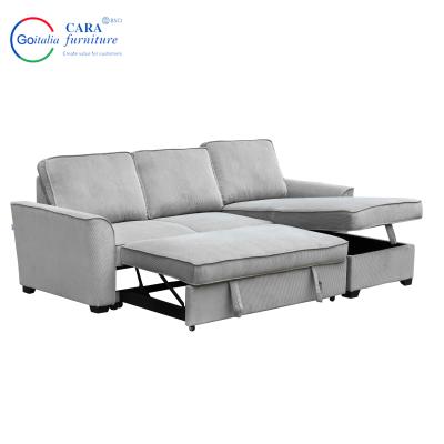 China Customer's Request Morden Design Style 3 Seats Blue French Sofa Bed With Storage Function for sale