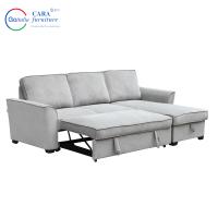 China Customer's Request Morden Design Style 3 Seats Blue French Sofa Bed With Storage Function for sale