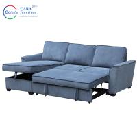 China Customer's Request Morden Design Style 3 Seats Blue French Sofa Bed With Storage Function for sale