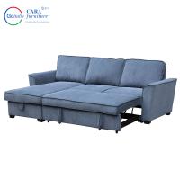 China Customer's Request Morden Design Style 3 Seats Blue French Sofa Bed With Storage Function for sale