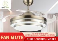 China 3 Color Round Crystal Ceiling Fan Light 20m2 With Remote Control for sale