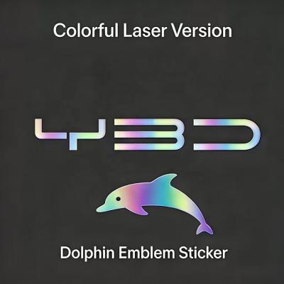 China Reflective Laser Car Sticker for BYD Dolphin Emblem Decal Personalized High Quality PVC Waterproof Color Change DIY Tuning for sale