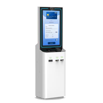 China 32 Inch Touch Screen Payment Kiosk With Cash Acceptor Cash Change Payment Support Credit Card Reader for sale