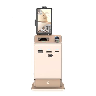 China 21.5 inch Touch Display Self Check-in Hotel Kiosk with Key Dispenser and Passport Reader for sale