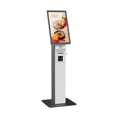 China Self Ordering Kiosk Touch Display 80mm Thermal Printer QR Scanner for sale