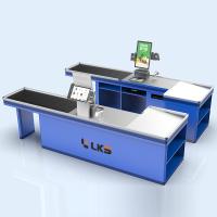 China LKS All In One Smart Supermarket Checkout Counter Kiosk With Conveyor Belt for sale