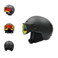 China Black Style Ski Helmet Adult CE EN 1077 Safety Winter Skiing Snow Helmets Goggles Snowboard Protective Head Accessories for sale