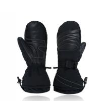 China Black and Customized Color Cowhide Leather Waterproof Ski Mittens Insulated Touchscreen Gloves for Winter Cold Weather for sale