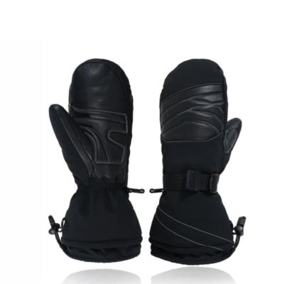 China Black and Customized Color Cowhide Leather Waterproof Ski Mittens Insulated Touchscreen Gloves for Winter Cold Weather for sale