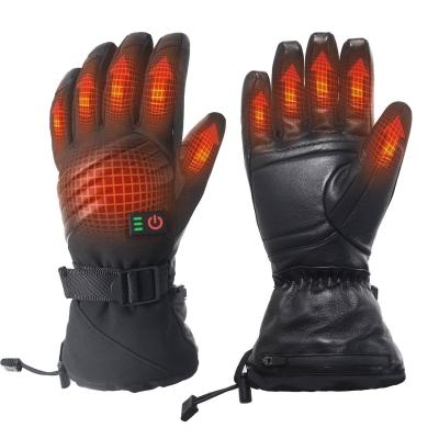 China Autumn goatskin custom warm waterproof touch screen winter electric gloves battery rechargeable guantes driving heated for sale