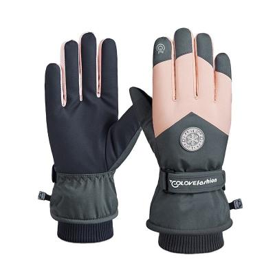 China Winter Autumn Unisex Waterproof Ski Gloves Snowboard Snow Insulate Warm Touch Screen Gloves and Pu Leather Wrist Leashes for sale