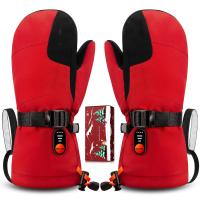 China Adjustable Wrist Strap Rechargeable Battery Heated Microfiber Gloves Mittens Snowboarding Winter Warm Outdoor Skiing Kids for sale