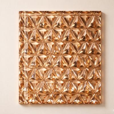 China Wheel-Engraved 3D Diamond Pattern Decorative Art Glass for sale