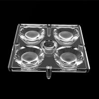 China 50x50mm 30 Degree 4 in 1 PC LED Lens for SMD7070 5050 4x3030 Flood Lighting for sale