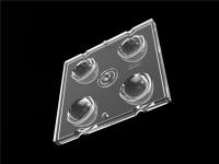 China 50x50mm 60 Degree 4in1 PC LED Lens for SMD7070 5050 4x3030 Flood Lighting for sale