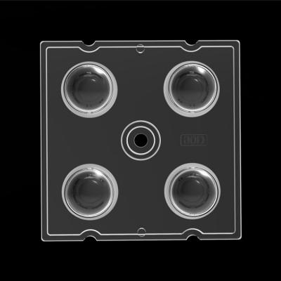 China 50x50mm 90 Degree 4 in 1 PC LED Lens for SMD7070 5050 4x3030 Flood Lighting for sale