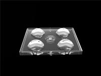 China 50x50mm 90 Degree 4 in 1 PC LED Lens for SMD7070 5050 4x3030 Flood Lighting for sale