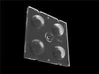 China 50x50mm 90 Degree 4 in 1 PC LED Lens for SMD7070 5050 4x3030 Flood Lighting for sale