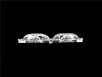 China 50x50mm TYPE2 Asymmetrical 4in1 LED Light Lens PC Material for SMD7070 5050 4x3030 Flood Lighting for sale