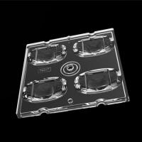 China 50x50mm TYPE2 Asymmetrical 4in1 LED Light Lens PC Material for SMD7070 5050 4x3030 Flood Lighting for sale