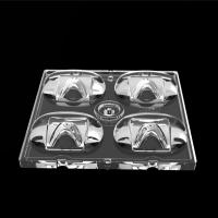 China 50x50mm TYPE2 Asymmetrical 4in1 LED Light Lens PC Material for SMD7070 5050 4x3030 Flood Lighting for sale