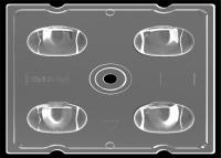 China Asymmetrical LED Street Light Lens 50×50mm with 100×150° Beam Angle and 93% Transmittance for sale