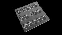 China SMD3030 Square LED Lens 14 in 1 50x50mm Asymmetric 65x130 Degree for Street Lighting for sale