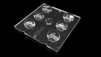 China 5050/3535 LED Light Lens 6-in-1 50×50mm with 40×100° Beam Angle for Street Lighting Retrofit for sale