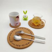 China Natural Round Laser Engraved Cork Coasters Basswood For Drinks for sale