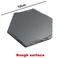 China Slate Stone Drink Coasters Black Natural Edge Slate Stone Plate For Bar And Home for sale